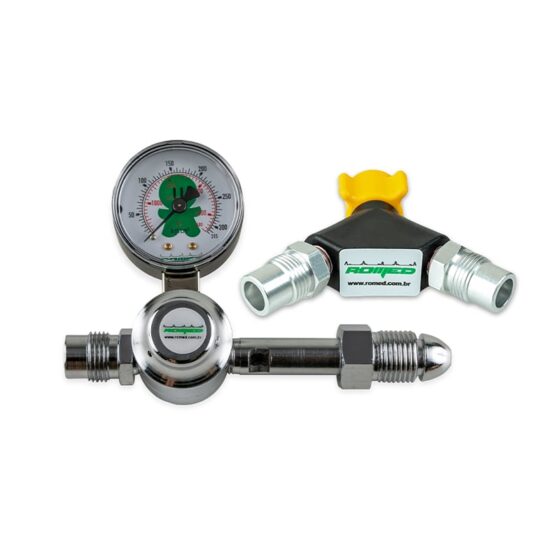 Regulador P/Cilindro 2 saídas ar comprimido rosca nova - Romed