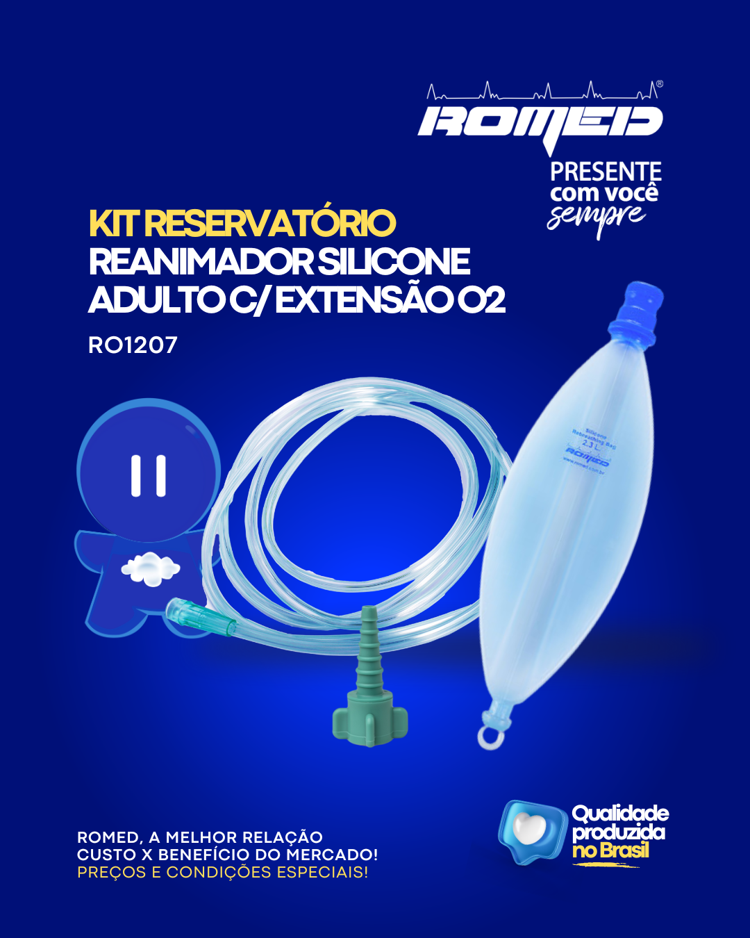 KIT RESERVATÓRIO REANIMADOR SILICONE ADULTO ROMED - Romed